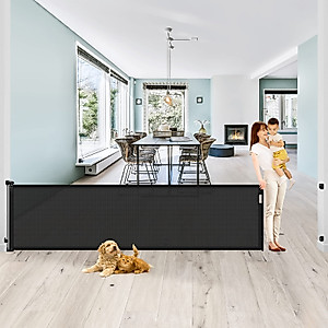 82 Inch Extra Wide Dog Gates for The House Extra Wide Retractable Baby Gates for Dogs Extra Long Baby Gate for Large Openings Outdoor Retractable Gate for Dogs Indoor Extra Large pet Gate Doorway Gate