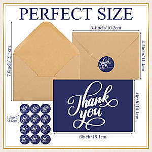 Fulmoon 200 Pack Thank You Cards with Envelopes and Matching Stickers 4x6 Blank Thank You Cards Bulk Thank You Notes for Wedding Small Business Baby Bridal Shower(Blue)