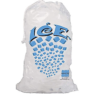 Concession Essentials Icebags 100ct 10lb Ice Bags with Drawstring.Drawstring Closure Durable Ice Bags