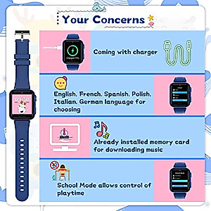 Smart Watch for Kids Watches - Kids Game Smart Watch Girls Boys Ages 4-12 Years with Music Player HD Touch Screen 23 Games Camera Alarm Video Pedometer Flashlight Kids Smartwatch Gift Toys (Blue)