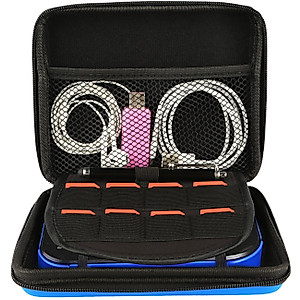 GPCT Nintendo 2DS Hard Shell EVA Carry Case Cover Bag. Protects Against Bumps/Drops/Dust/Dirt/Scratches. Protective Travel Storage Cover Pouch W/ 8 Game Holders, Double Zipper Zip Pocket- Blue