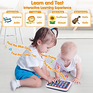 PLAY Spanish & English Learning Tablet for Toddlers 1-3, Kids Bilingual Interactive Alphabet ABC Letters, Words, Color Learning Toys Tablets, Educational Toy for 2+ Year Old Kids Babies 18 Month+