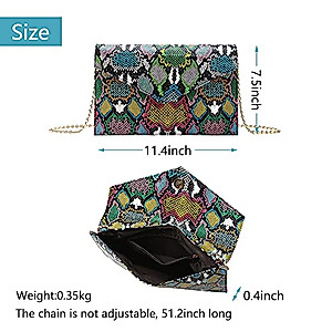 JOBEDE Snakeskin Envelope Clutch Handbag Evening Party Prom Chain Bag Women Shoulder Crossbody Bag