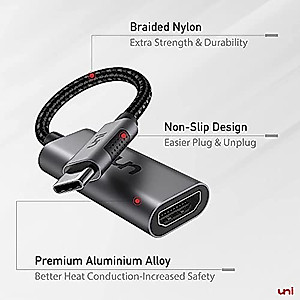 uni USB-C to HDMI Adapter 4K@60Hz, Thunderbolt 3/4 to HDMI Adapter, HDMI to USB-C Adapter, Compatible with MacBook Pro/Air 2022, iPad Pro/Air, XPS, Surface Laptop, Chromebook, & More