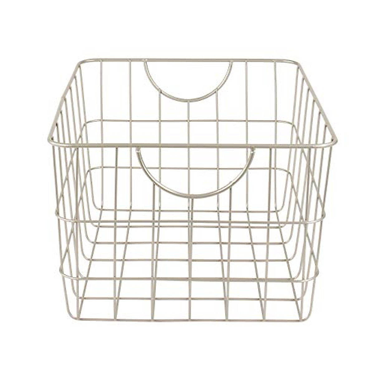 Spectrum Wire Small Utility Basket (Satin Nickel Powder Coat) - Storage Bin & Décor for Bathroom, Closet, Pantry, Under Sink, Toy, Shelf, Kitchen, & Nursery Organization