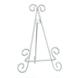 Heavy Duty Metal Artisan Curved Book Stand, Picture Frame Stand, Plaque Stand, Cook Book Stand, Silver