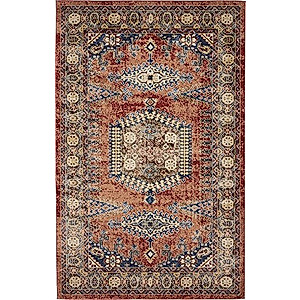 Unique Loom Utopia Collection Area Rug - Larissa (5' 1" x 8' Rectangle, Terracotta/ Blue)