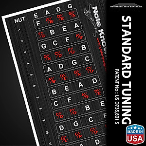 Bass Guitar Fretboard Note Map Decals/Stickers for Learning Notes, Chords & Scales.