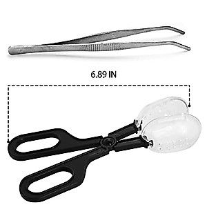 2Pcs Stainless Reptile Feeding Tongs and Feeding Clamp for Fish Aquariums, Reptiles Snakes Lizard Gecko Spider and Bird (Black)