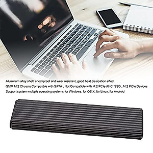 M.2 SSD Enclosure Adapter, Large Capacity Shockproof Aluminum Alloy Shell M.2 NVME SSD Enclosure Adapter for SSD Size 2242 2260 2280