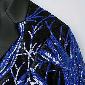 Men Black Sequin Shiny Prom Suit Jacket One Button Slim Fit Sport Coats and Blazers Tuxedo for Wedding Banquet