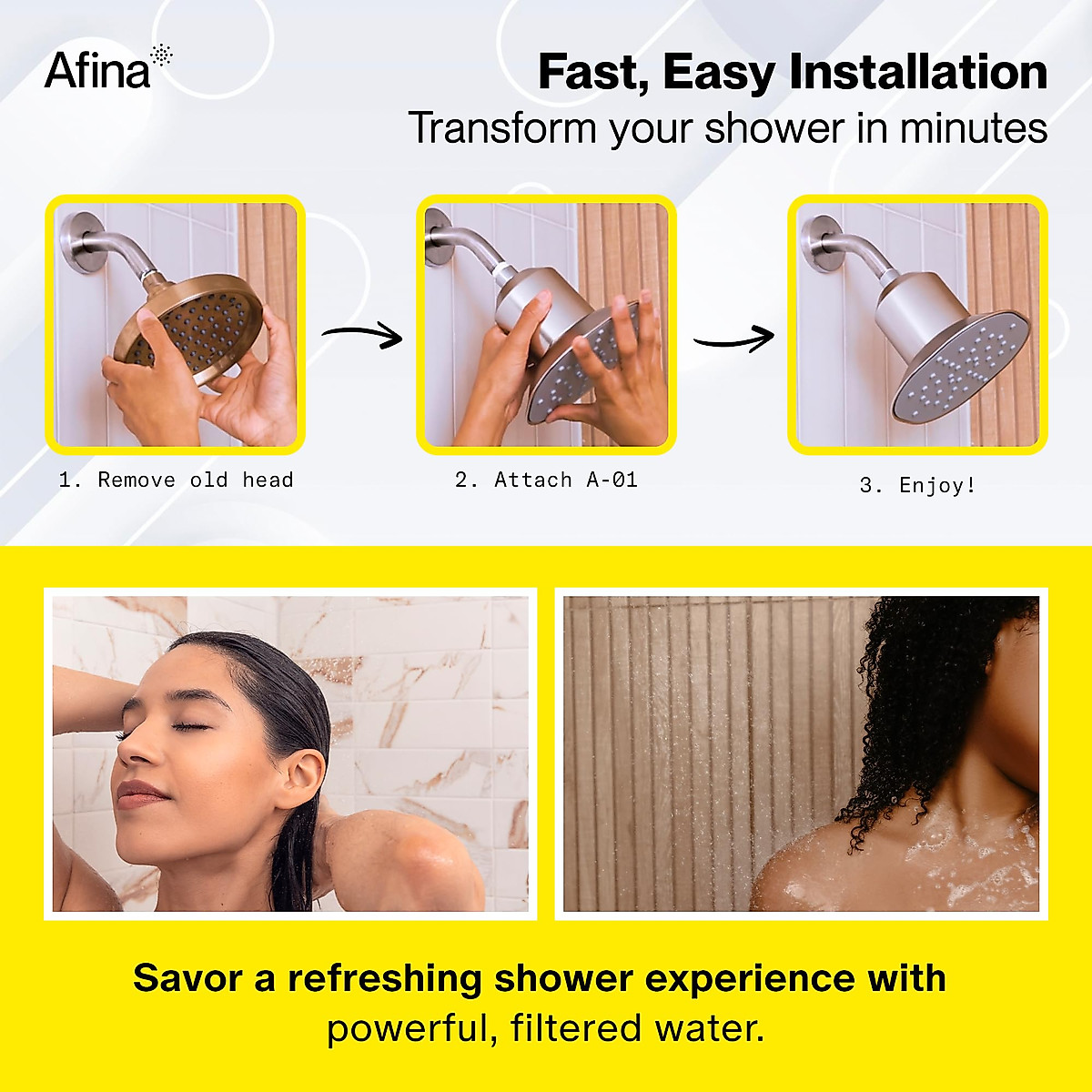 Afina A-01 Replacement Filter for Afina Filtered Showerhead - High Pressure Shower - Reduces Dry Itchy Skin, Dandruff, Eczema, and Dramatically Improves The Condition of Your Skin and Hair