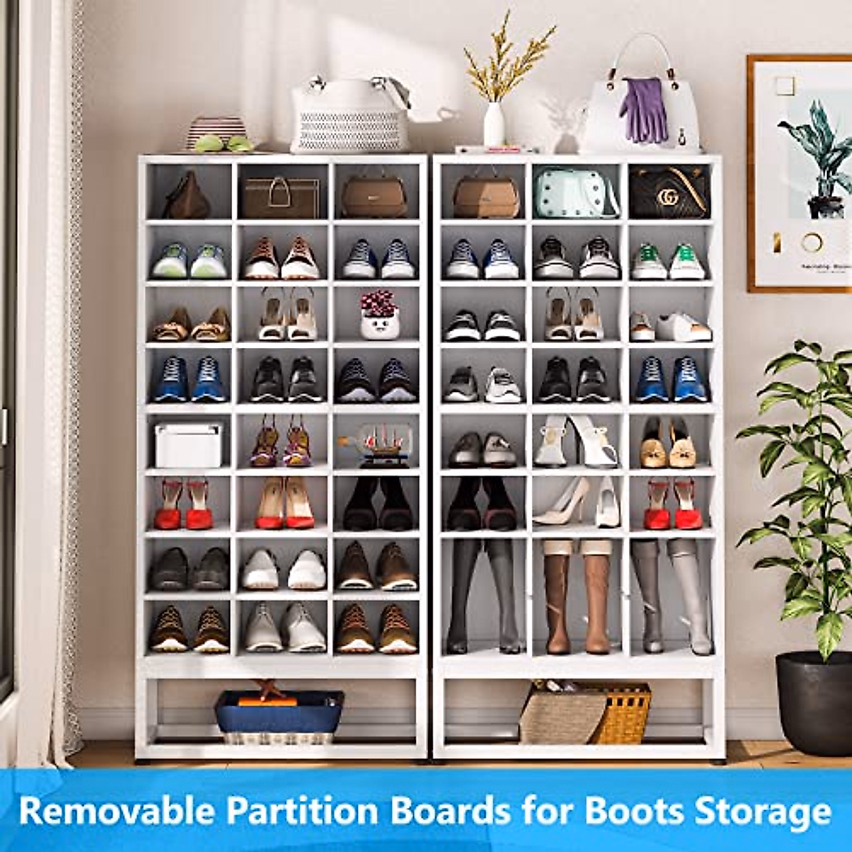 Tribesigns Shoe Storage Cabinet, 24 Pair Cubby Shoe Rack Organizer with Adjustable Shelves, 8-Tier Entryway Shoe Storage Closet Shoe Organizer for Living Room, Bedroom, Mudroom