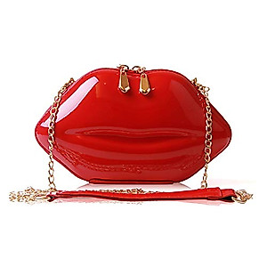SUKUTU Patent Leather Lip Purse Box Clutch Lip Shaped Party Prom Unique Design Purses Womens Evening Clutch for Teen Girls