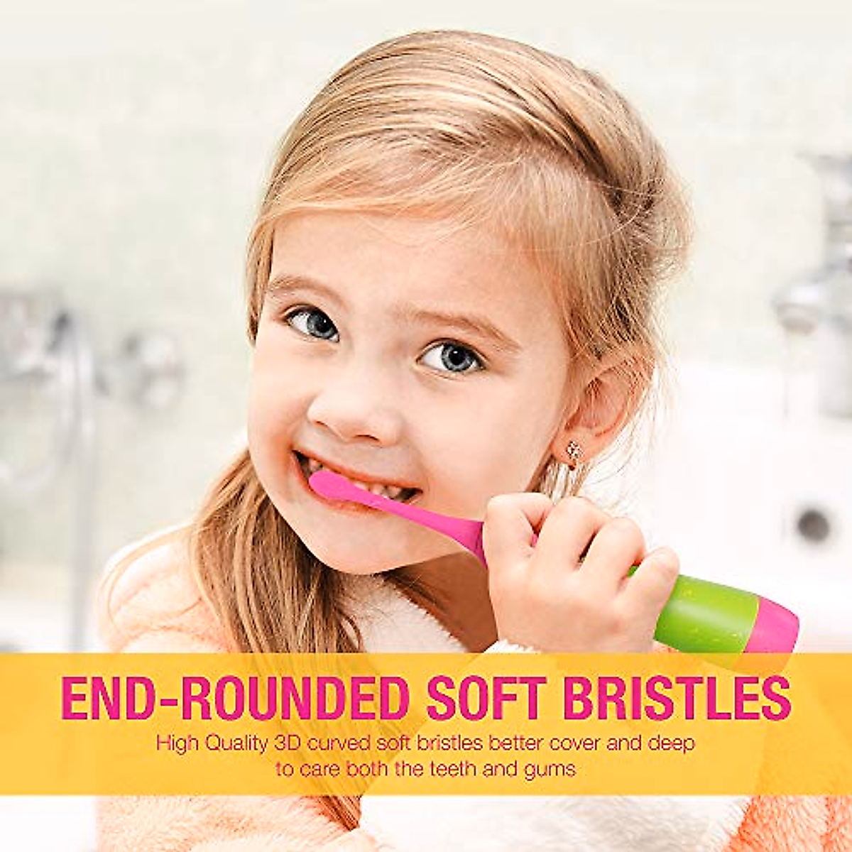 4-Pack Replacement Toothbrush Heads for Sonic V200 Rechargeable Kids Electric Toothbrushes, 7X More Plaque Removal, End-Rounded Soft Bristles, Comfortable & Efficient Clean Teeth, Perfect for Kids