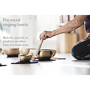 Singing Bowl Resonant Mallet Striker, Leather Finish with Wood Body — Made in India — For Meditation, Sound Healing Therapy and Yoga