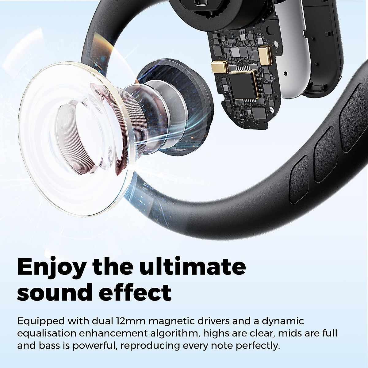 SoundPEATS Breezy Open Ear Headphones, 40Hrs Playtime, 90° Adjustable Wireless Earbuds, Bluetooth 5.4 Earphones, 12mm Drivers, 4 Mics with AI Call Noise Cancellation