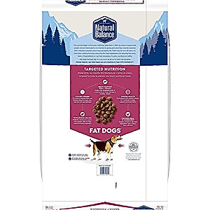 Natural Balance Fat Dogs Low Calorie Chicken Meal Salmon Meal, Garbanzo Beans, Peas & Oatmeal Adult Low-Calorie Dry Dog Food for Overweight Dogs