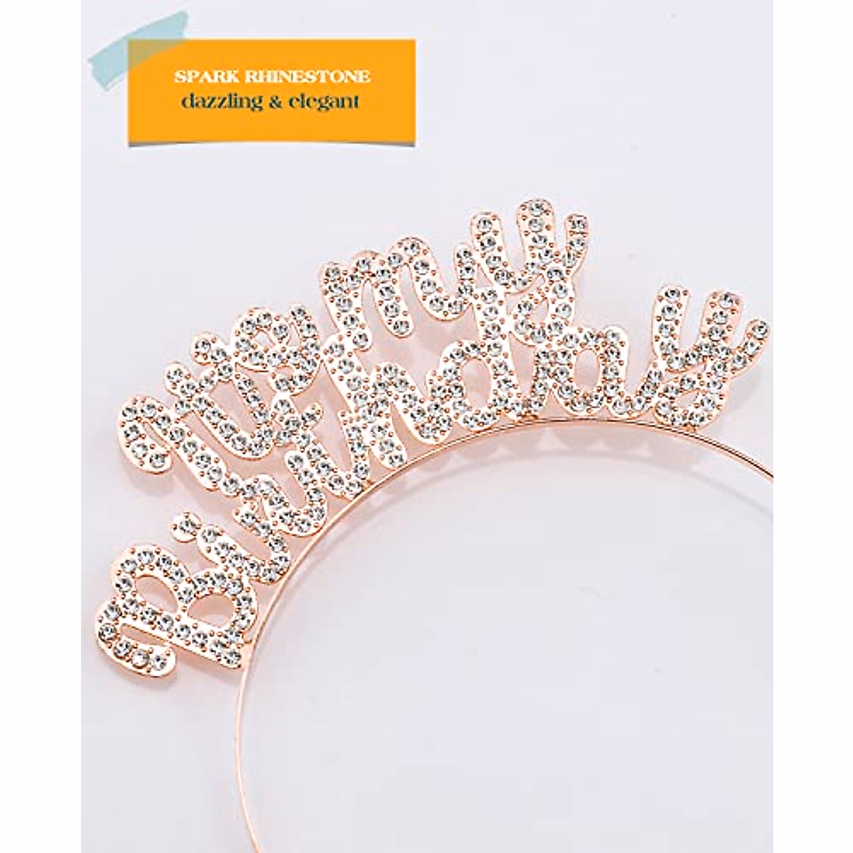 Cute Birthday Crown & Tiara Set for Girls & Women - Rose Gold