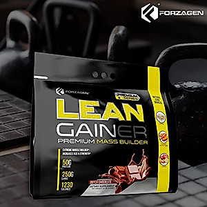 FORZAGEN Lean Muscle Mass Gainer Protein Powder Chocolate Flavored, High Calorie Protein Powder Mass Weight Gainer for Men & Women, Proteinas para Aumentar Masa Muscular para Hombre y Mujer, 12 Pounds