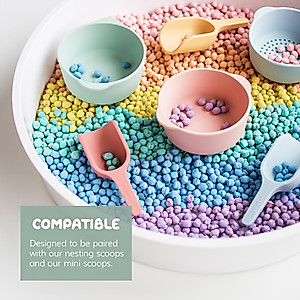 Inspire My Play - 3 x Nesting Bowls and Sieve - Perfect for Sensory PlayTray - Sensory Bin Accessories - Special Education Classroom Supplies - Montessori Education Toys - Coral