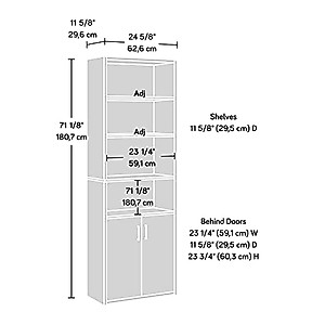 Sauder Beginnings Bookcase with Doors, L: 24.65" x W: 11.65" x H: 71.14", Summer Oak Finish