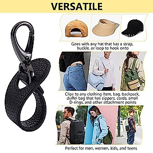 BAREFOOT CARIBOU Hat Clip for Travel, Mouse Ear Holder for Backpack, Bag and Purse, Hands-Free Clip-on Holder Strap for Baseball, Snapback, Ponytail Caps and Mouse Ears(Black)