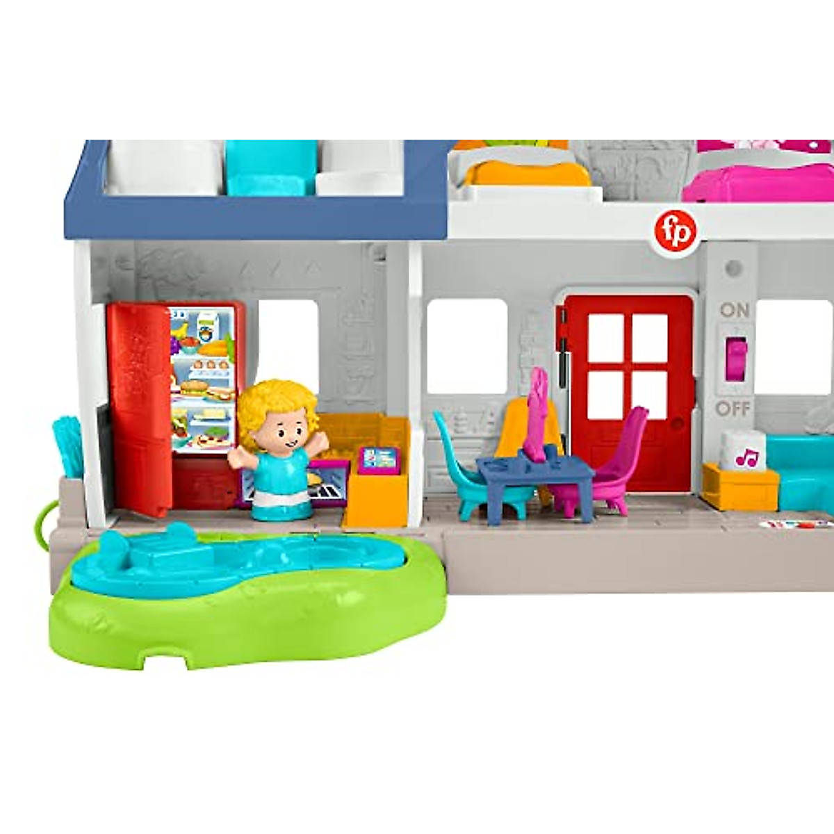 Fisher-Price Little People Toddler Play House with Lights Music & Smart Stages Learning Content, 2 Figures 6 Play Pieces, UK English Version, HCJ66