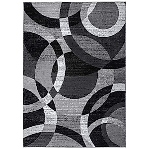 Rugshop Contemporary Abstract Circles Perfect for high Traffic Areas of Your Living Room,Bedroom,Home Office,Kitchen Area Rug 5'3" x 7'3" Gray