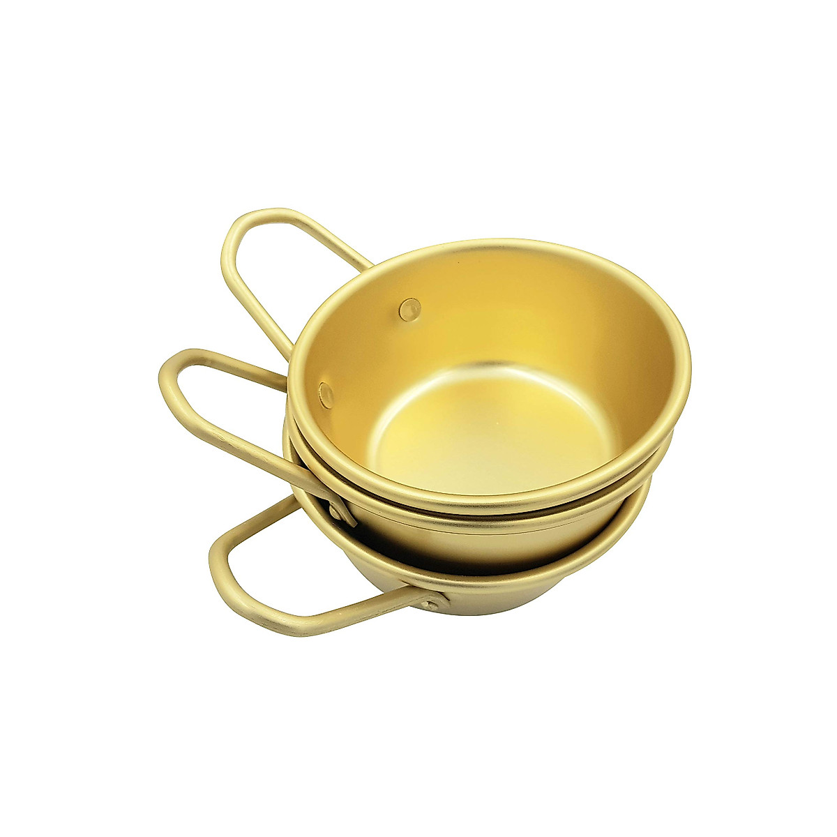 Abkitchen Korean Traditional Wine Bowls Korean Raw Rice Wine Hiking Soup Dish 4.7 inches 3 pcs Aluminum Yellow Made in Korea
