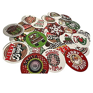 Christmas Freshie Round CardStock 2.5" inches | 32 pk | Mixed Holiday Card stock cut out circles Supplies for Scented Aroma Beads Circle Molds Car Candle Random