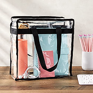 Juvale 2 Pack Clear Stadium Approved Tote Bags, 12x6x12 Large Transparent Totes with Zippers, Handles for Concerts, Sporting Events, Music Festivals, Work, School, Gym