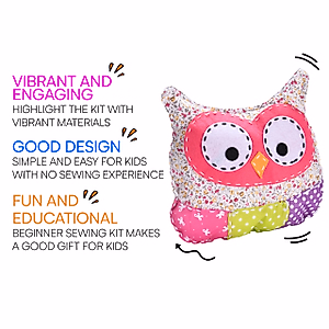 Amazaque Owl Stuffed Pillow - Squishy Super Soft Plush Owl -Huggable Plushies Stuffed Owls Toy - DIY Sewing Craft Plush Animal Pillow Kit - Owl Plush Birthday Surprise Gifts for Boy and Girls,