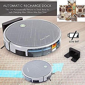 Smart Gyroscope Robot Vacuum Cleaner - Multiroom Navigation Mobile App Control and Alexa Compatible - Auto Charge Dock, 3 Step Air Filter - Cleans Hardwood and Carpet Floor - Pure Clean PUCRC660
