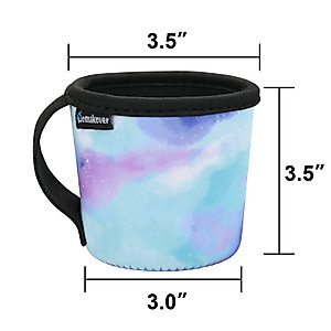 Ice Cream Sleeve Pint Sized Cooler Cover Neoprene Insulator, Hard Bottom Ice Cream Pint Holder w/Handle & Spoon Pocket, Machine Washable & Leak Proof Cup Cover for Yogurt Frozen Desserts (Print Sky)