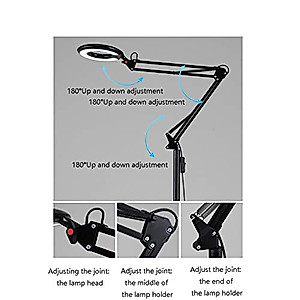 Floor lamp LED Floor Light Skincare Tattoo Manicure Beauty Spa Makeup Light Warm Desk Reading Light Bedroom Living Room Desk Lamp/White Floor Light (Color : Black)