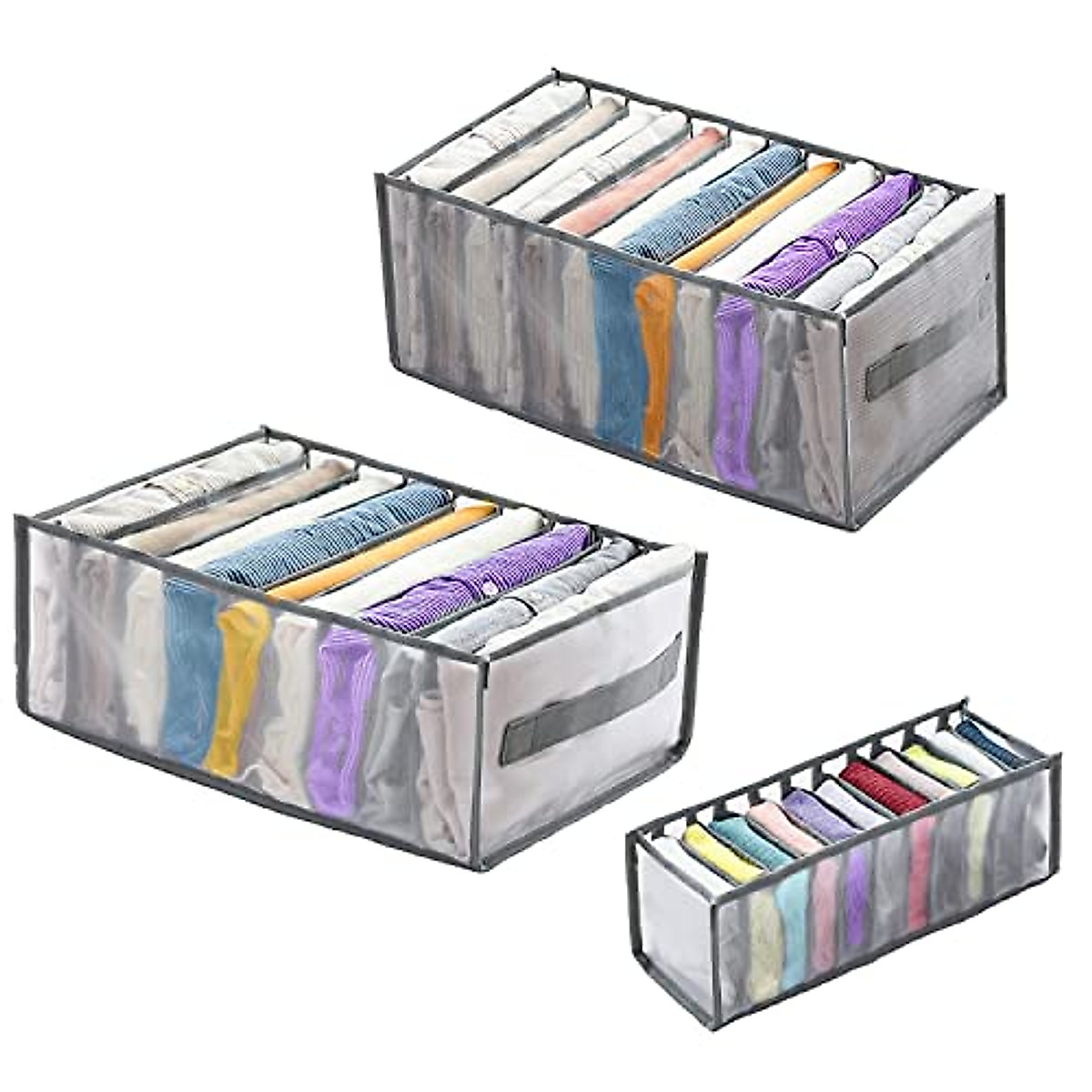 IrbingNii Clothes Organizer for Wardrobe Closet Jeans Pants Organizer Foldable Drawer Clothes Compartment Storage Box(Grey)