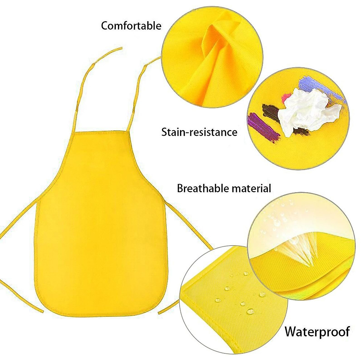 lyivssuy Children's Artists Fabric Aprons - Classroom,Kitchen, Community Event, Crafts & Art Painting Activity. Safe Clean 12 Pack Assorted Colors