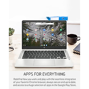 HP Chromebook 14 Laptop, Intel Celeron N4020, 4 GB RAM, 32 GB eMMC, 14” HD Micro-Edge Display, Chrome OS, Thin & Portable, 4K Graphics, Backlit Ash Gray Keyboard (14a-na0024nr, 2021, Mineral Silver)