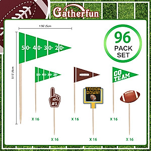 Gatherfun 96pcs Football Themed Toothpicks, Cupcake Toppers, Cocktail Picks for Birthday Party, Game Day, Tailgate Decorations