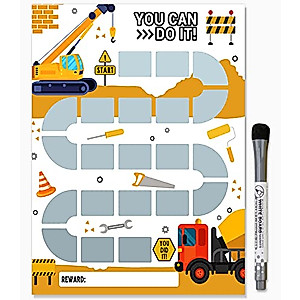 Excavator Magnetic Dry Erase Chore Chart for Kids, Excavator Task Reward Chore Behavior Chart -Magnetic Chore Chart for Kids Multiple Kids- Good Behavior Chart for Kids at Home 8 x 10 inch