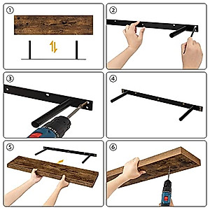 ALLOSWELL Floating Shelves, Decorative Wall Shelf Set of 2, 31.5 inch, Long Hanging Shelves, Easy to Install, for Kitchen, Living Room, Bathroom, Laundry Room, Rustic Brown FSHR8001S2