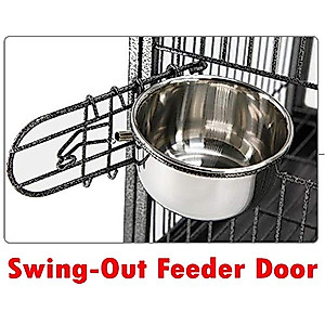 Portable Heavy Duty Travel Bird Parrot Carrier Cage Feeding Bowl Play Stand with Handle