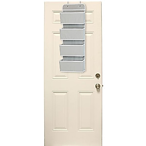 Simple Houseware 4 Pocket Over The Door Wall Mount Hanging Organizer, Grey