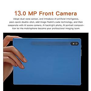Qinlorgo 10 Inch Tablet, Blue Office Tablet Dual Camera 6GB RAM 256GB ROM for School (US Plug)