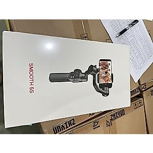 Zhiyun Smooth 5S Phone Gimbal, 3-Axis Smartphone Stabilizer with Built-in and Magnetic Fill Light, AI Face Tracking for iPhone and Android, YouTube TikTok Video, Gray Combo
