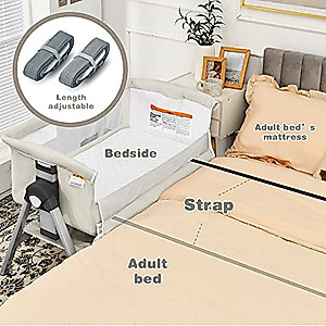 INFANS 3 in 1 Baby Bassinets, Bedside Sleeper for Newborn, Folding Crib with Mattress, Travel Bag, Wheels, 4-Sided Mesh, Easy to Assemble Cradle Co Sleeper Stationary Rock, Cream