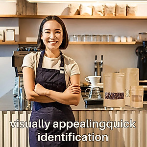 MAQIHAN 50 Stand Up Pouches Bags - 3.5"×5.5" Resealable Ziplock Kraft Paper Bags Window Food Packaging Homemade Bagel Bread Cookie Candy Tea Herb Spice Coffee Jerky Dog Treat Bags Small Business