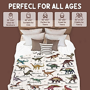 Dinosaurs Blanket Gifts Super Soft Lightweight Flannel Dinosaurs Bed Alphabet Blankets Throw for Kids, Adult, Suitable for Couch, Sofa, Bed, Camping, Travel All Seasons 40"x50" for Kid