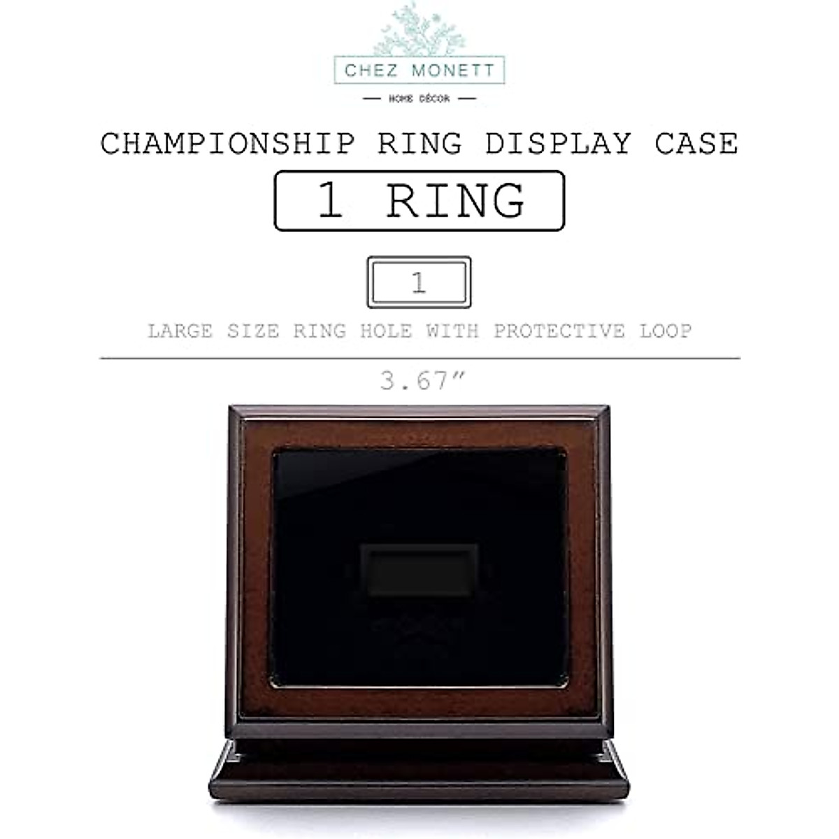 CHEZ MONETT Championship Ring Display Case Big Ring Storage Box (Espresso, 1 Slot)